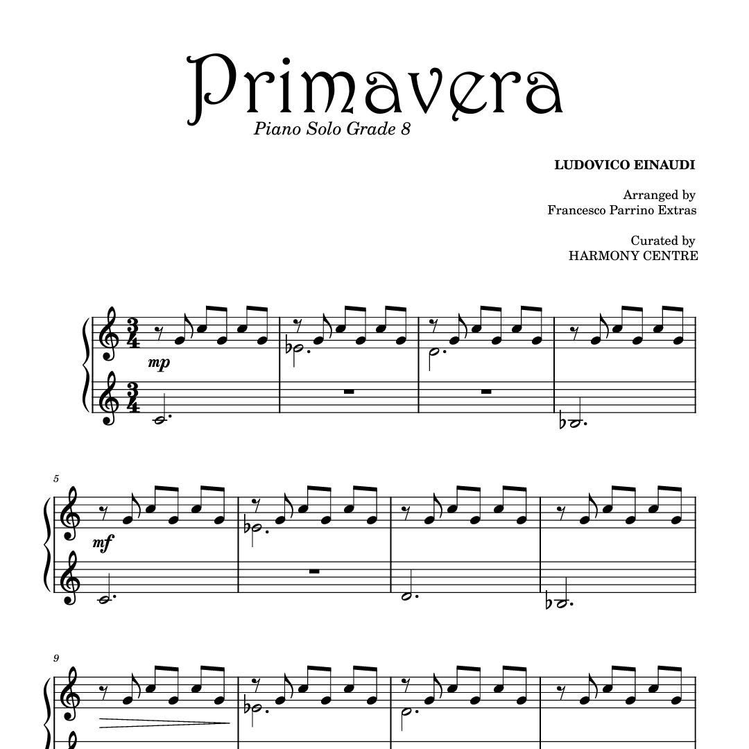 Primavera by Ludovico Grade 8 Piano Sheet Music Score With Note Names ...