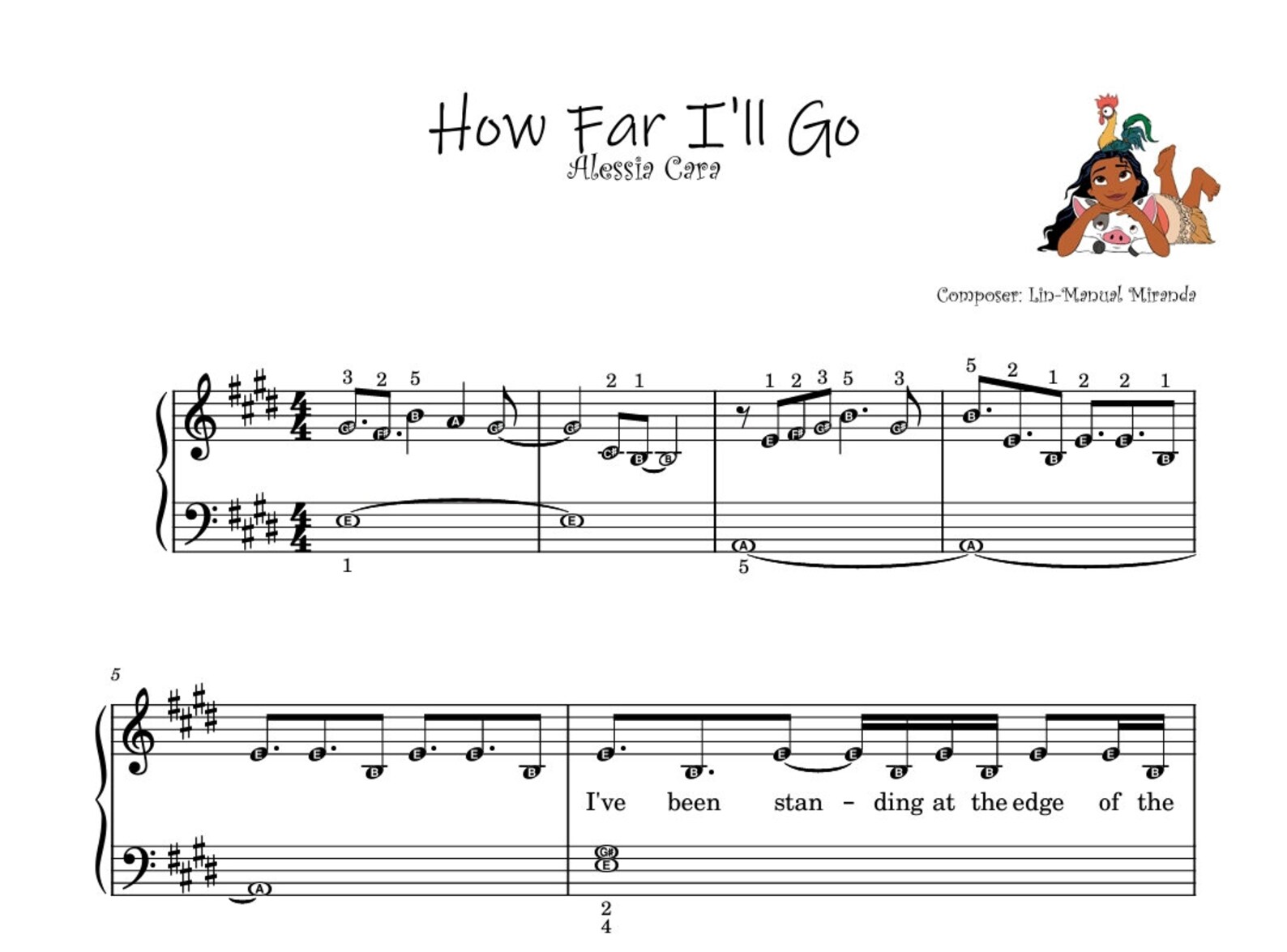 How Far I'll Go - Bundle - Easy Piano Sheet Music Score for Beginners ...