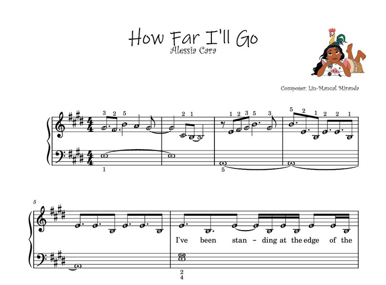 How Far I'll Go - Bundle - Easy Piano Sheet Music Score for Beginners ...