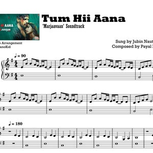 TUM HI AANA | Piano Music Sheet Easy With Note Names Mp3 - Etsy