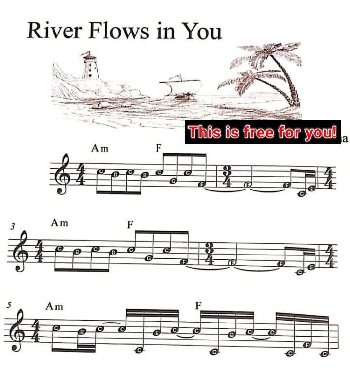 River Flows in You - BUNDLE Piano Sheet PDF With Note Names & Finger ...