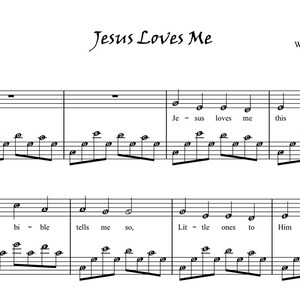 Jesus Loves Me | 3 Types Piano Sheet Music Score With Note Names Bundle ...