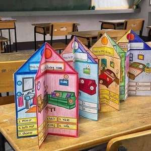 Paper House Crafts Template for Kids Project Teacher Lesson House Rooms ...