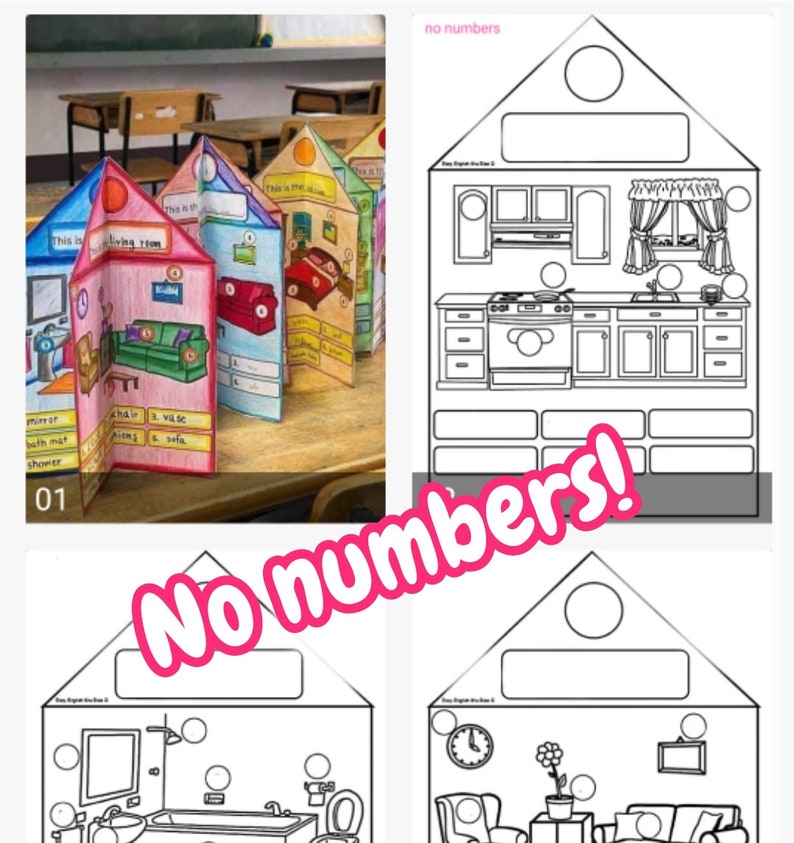 Paper House Crafts Template for Kids Project Teacher Lesson House Rooms ...