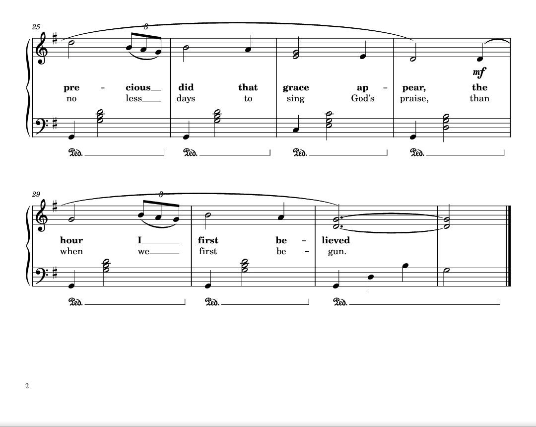 Amazing Grace | Grade 1 Piano G Major Key Lyrics Hymn Church Easy - Etsy