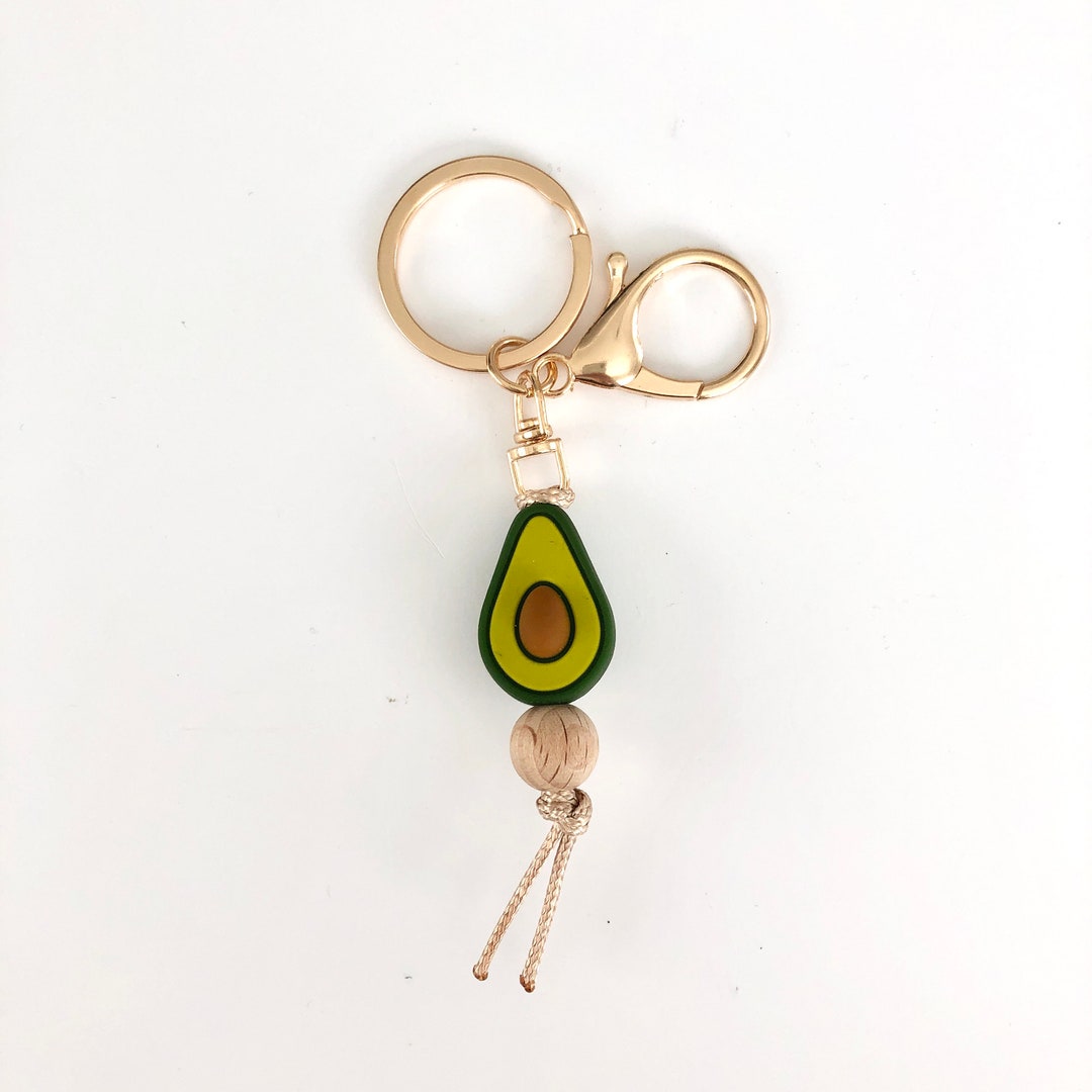 Avocado Keyring, Avocado Gift, Novely Keychain, New Driver Gift, Beaded ...