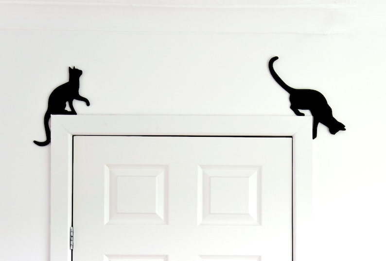 Cat lovers gift door frame decor black cat sticker Crazy Cat | Etsy
