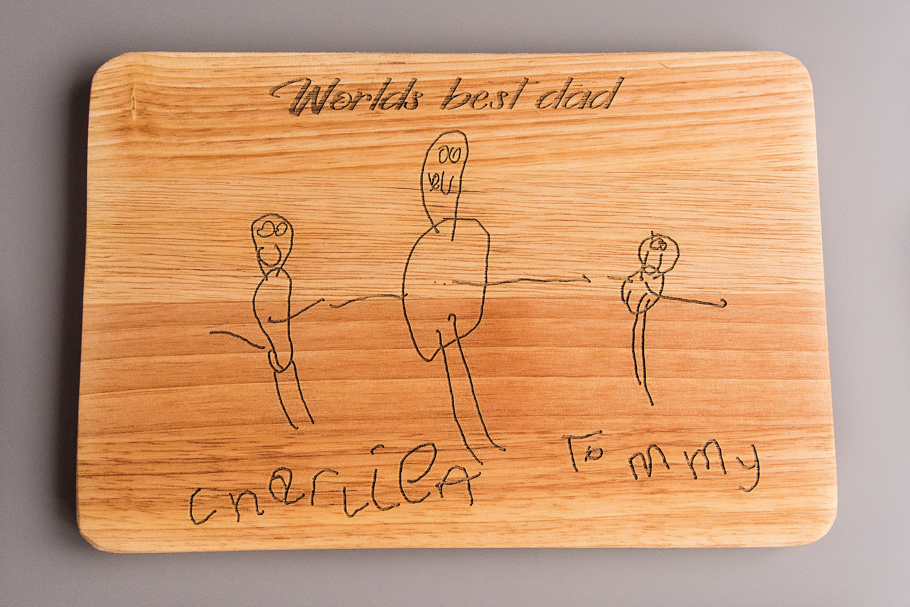 Laser Engraved Cutting Board with your child's art work | Etsy