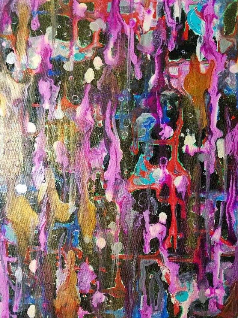 Purple Rain Wall Art Framed Painting Original Artwork Plum - Etsy