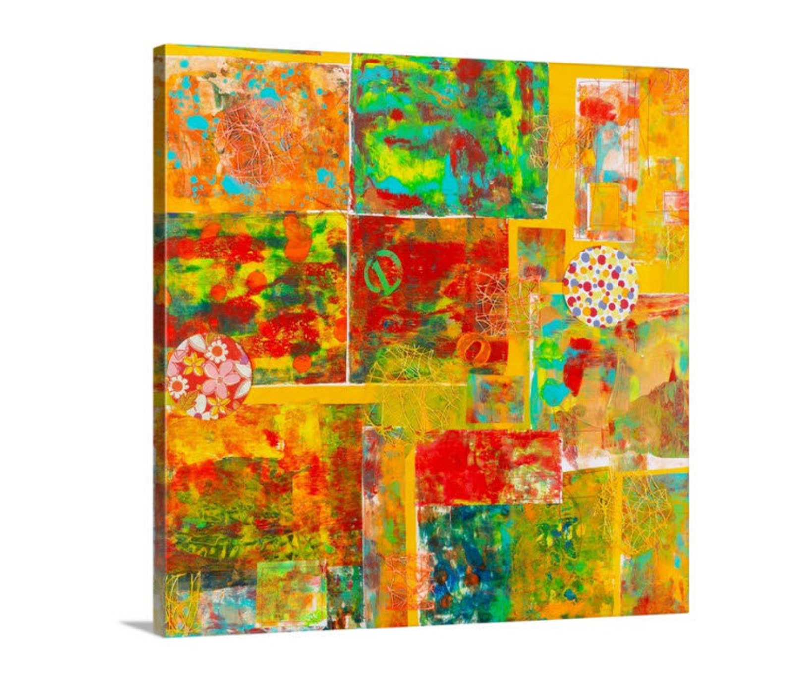 Vibrant Art Print, Contemporary Artwork, Multicolor Canvas Wall Art ...