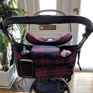 Pram Bag/organiser Handlebar Console Tartan Pattern Red/black - Etsy UK