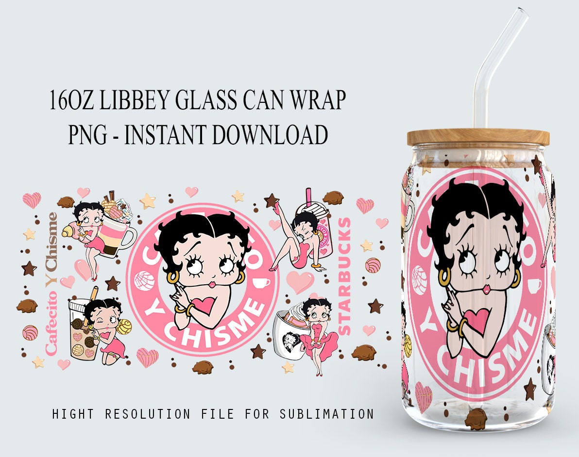 Cartoon 80s Tumbler, 80s Cartoons Png, Betty Libbey Glass Can Wrap ...