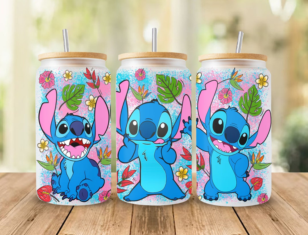 Stitch Can Glass Wrap, 16oz Can Glass, Libbey Can Glass, Stitch Tumbler ...