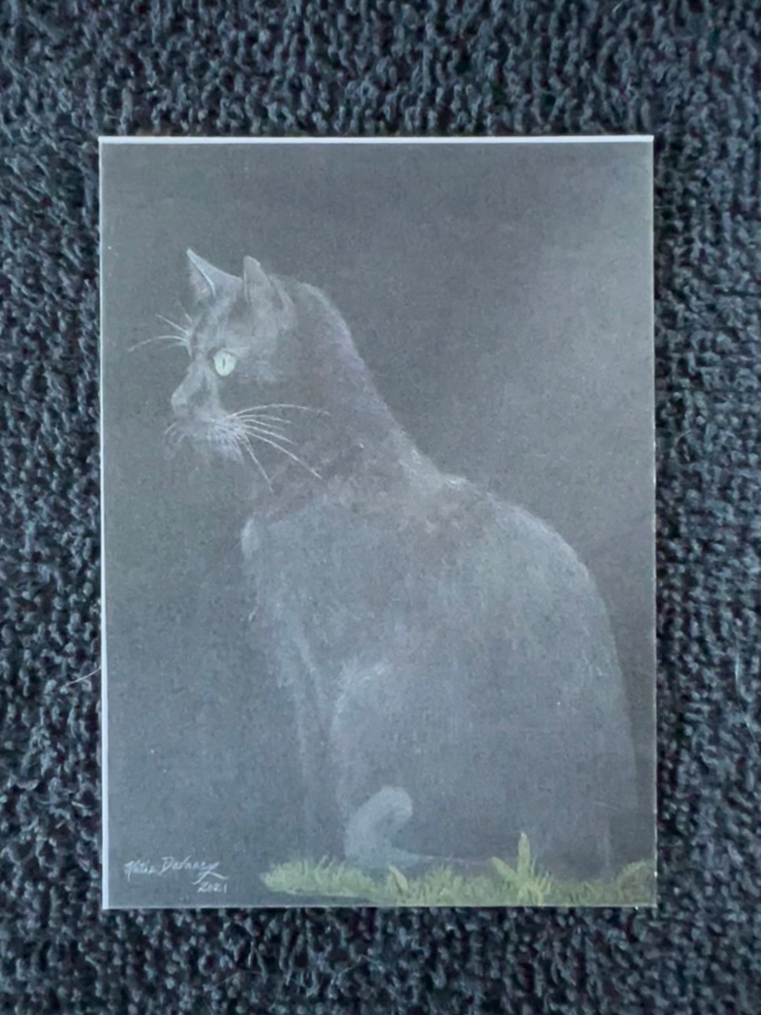 ACEO Artist Trading Card Black Cat - Etsy