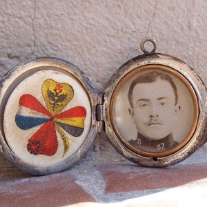 Antique WWI Soldier Locket, Edwardian Silver Locket, Art Nouveau Locket ...