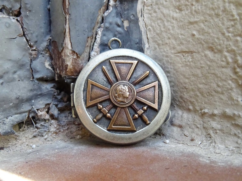 Antique WWI Soldier Locket, Edwardian Silver Locket, Art Nouveau Locket ...