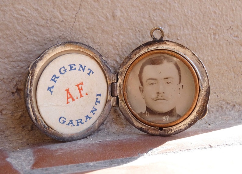 Antique WWI Soldier Locket, Edwardian Silver Locket, Art Nouveau Locket ...