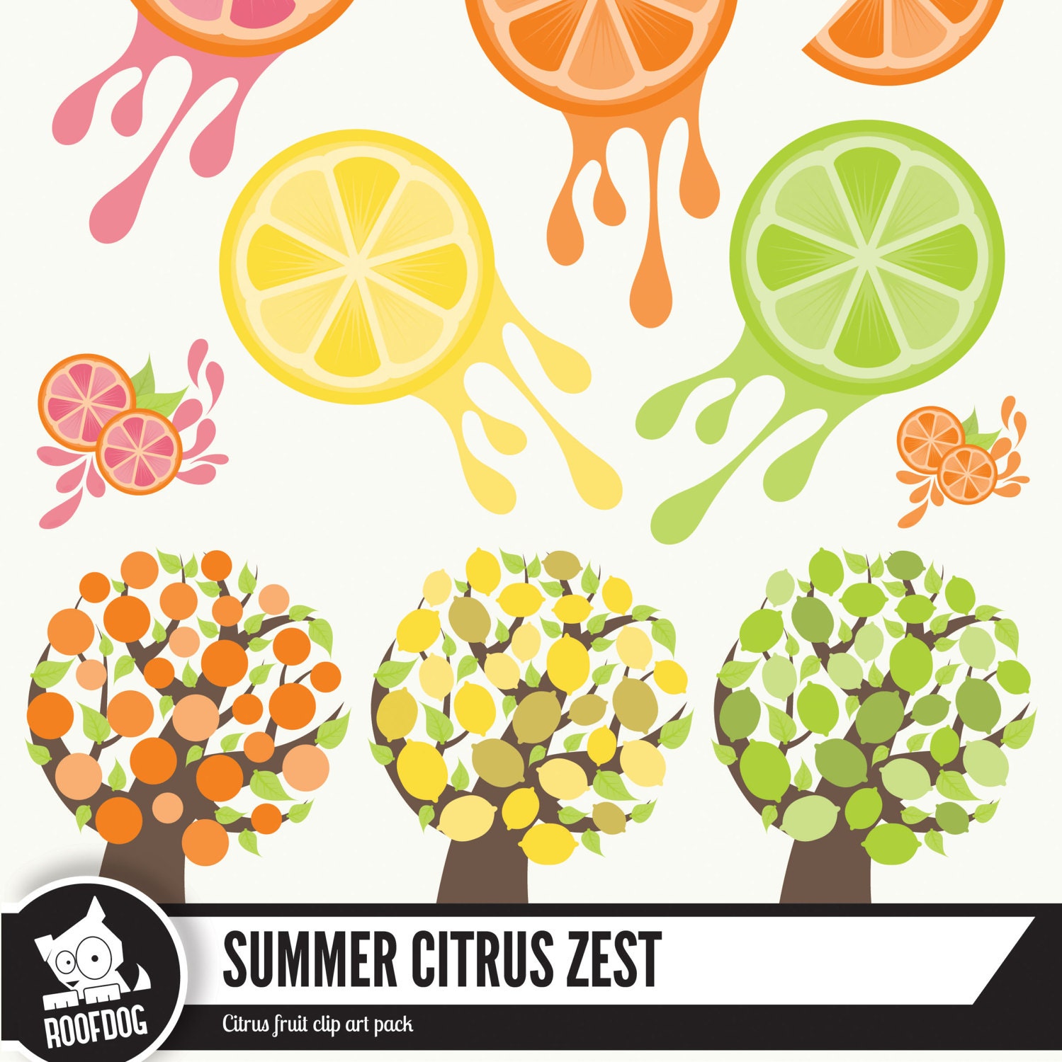 Citrus Summer Clipart Summer Fruit Digital Clip Art Lemon - Etsy