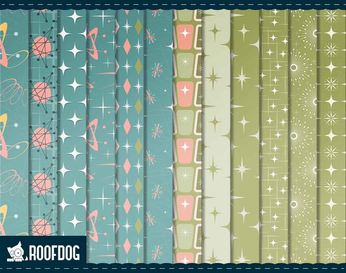 Mid-century Modern Starburst Digital Paper | Mid-century Modern Atomic ...