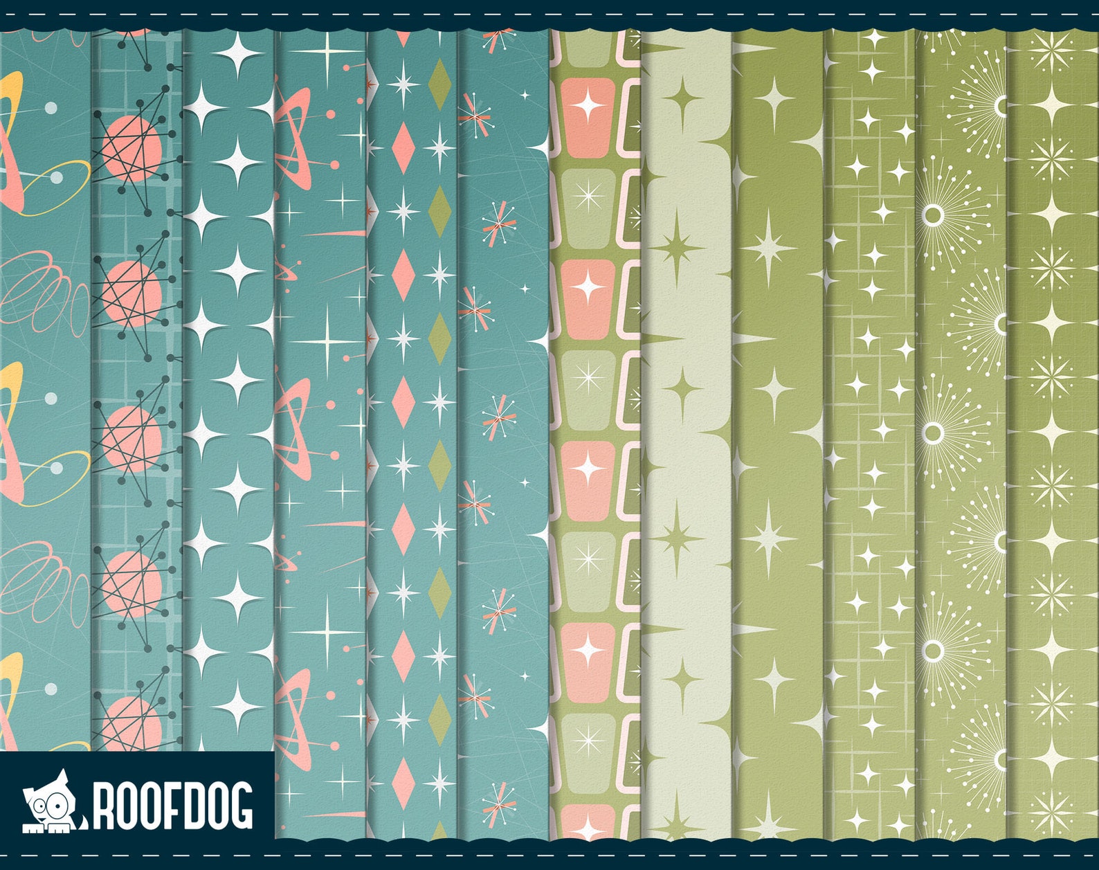 Mid-century Modern Starburst Digital Paper | Mid-century Modern Atomic ...