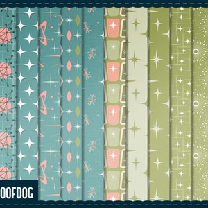 Mid-century Modern Starburst Digital Paper | Mid-century Modern Atomic ...