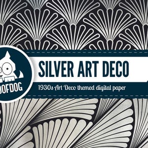Art Deco Silver Foil Digital Paper | Silver Foil Wallpaper Pattern ...