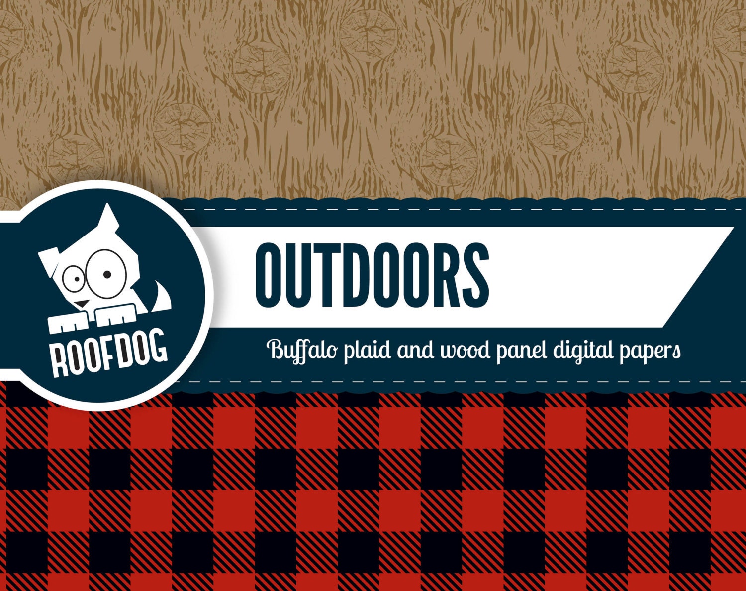 Buffalo Plaid Pattern Digital Paper | Lumberjack Digital | Wood Panel ...