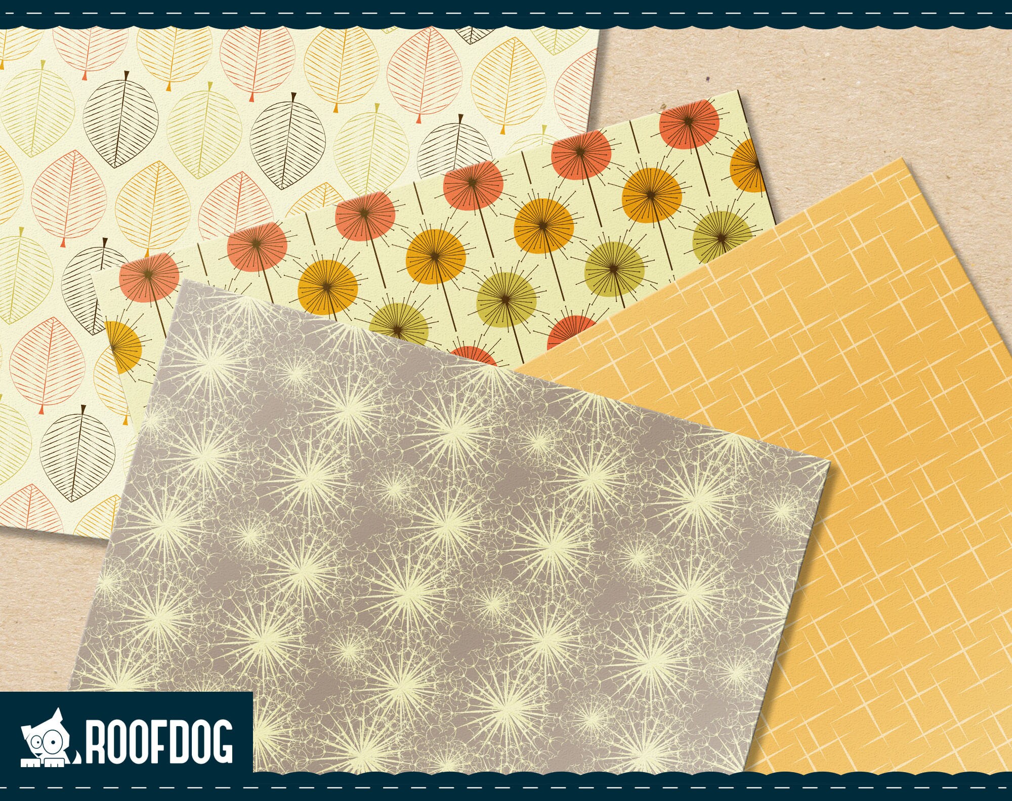 Mid Century Modern Digital Paper 1950s Fall 1950s Autumn Vintage Autumn ...