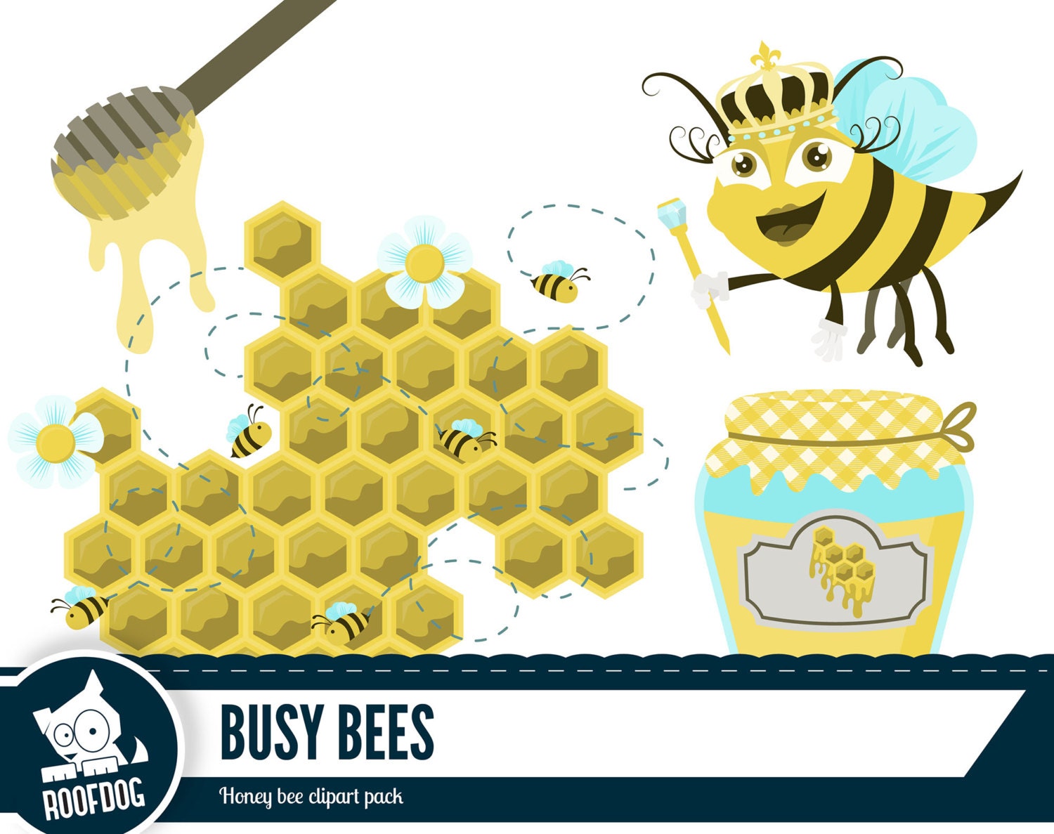 Honey Bee Clipart Busy Bee Honey Clip Art Bumble Bee Hive - Etsy