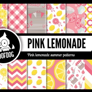Pink Lemonade Digital Paper | Pink Lemonade Stand Pattern | Digital ...