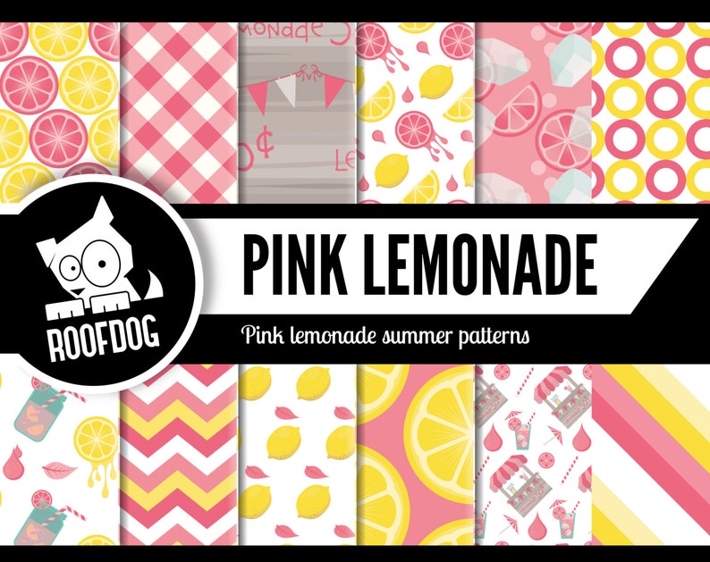 Pink Lemonade Digital Paper Pink Lemonade Stand Pattern | Etsy