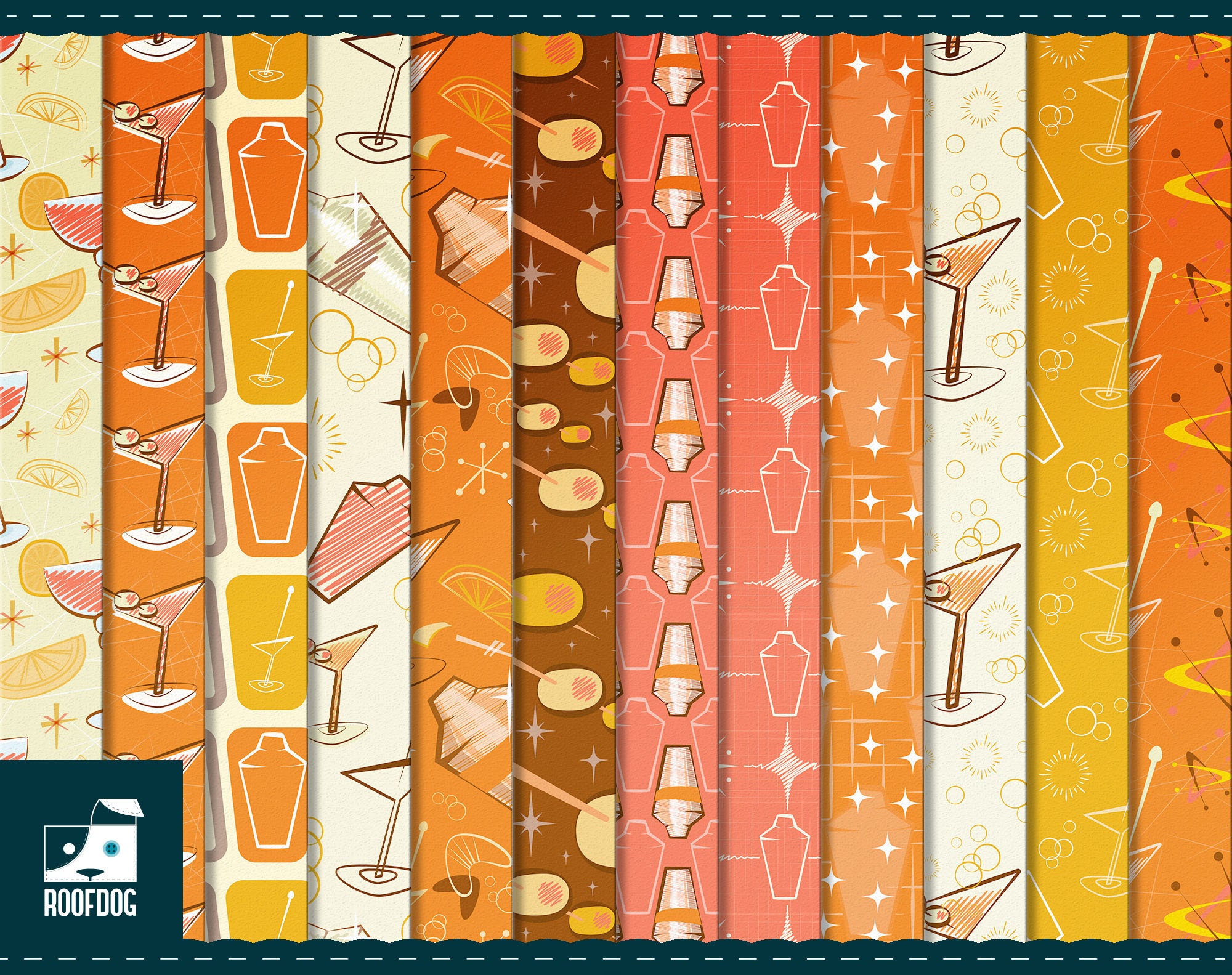 Mid Century Modern Digital Paper Atomic Starburst Orange - Etsy