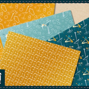 1950s Cocktail Digital Paper | Mid Century Modern Atomic Pattern ...