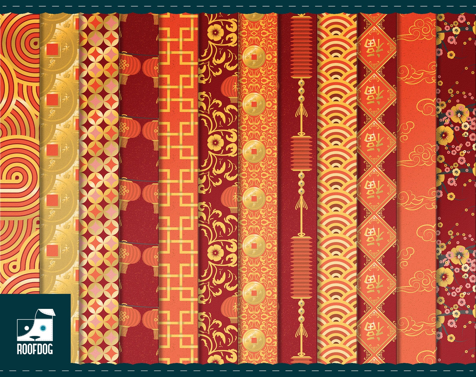 Lunar New Year Digital Paper Chinese New Year China Red - Etsy