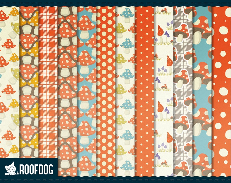 Toadstool Digital Paper Red Spotted Toadstool Woodland - Etsy