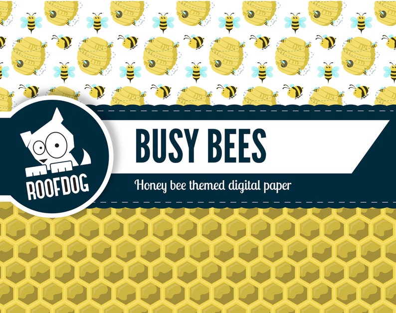 Bee Digital Paper Honey Bee Digital Paper Bumble Bee Digital Paper Pack ...