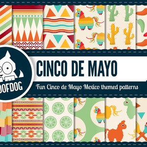 Cinco De Mayo Digital Paper | Mexican Fiesta Patterns | Piñata Party ...