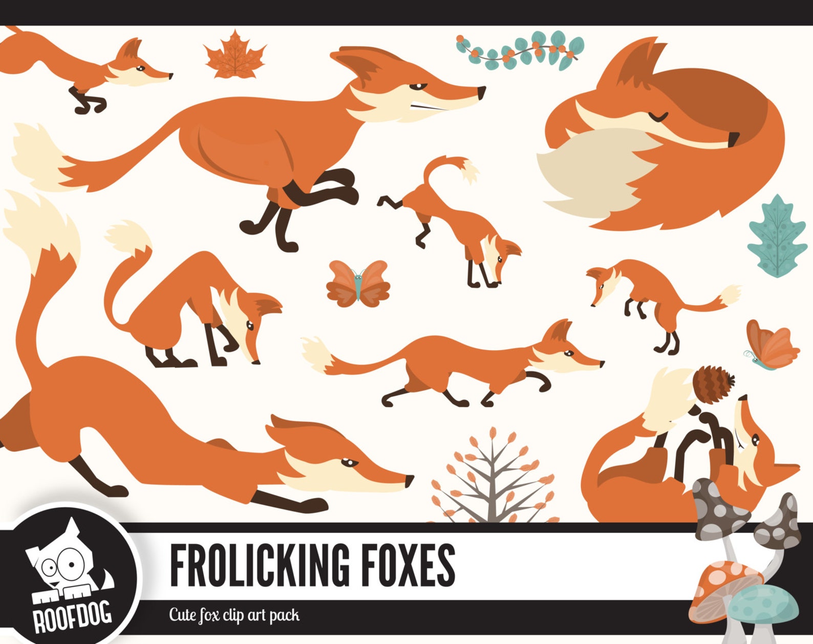 Woodland Foxes Clipart Fox Clip Art Woodland Autumn Fox Fall Woodland ...