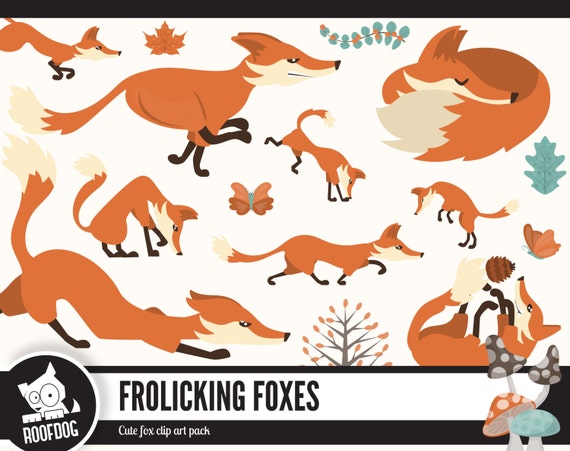 Woodland foxes clipart| Fox clip art | Woodland autumn fox | fall ...
