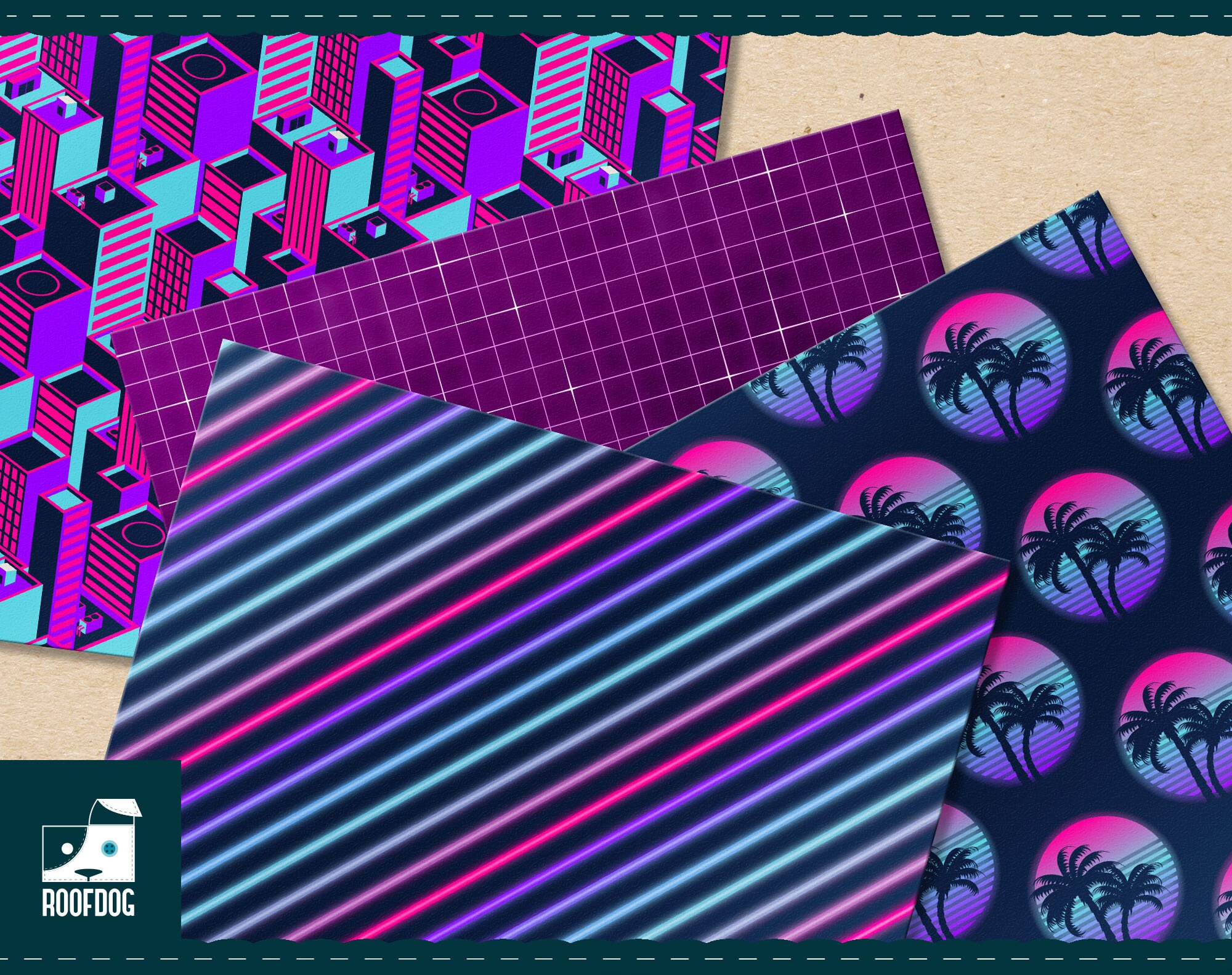 Eighties Digital Paper | Blue and Purple Neon Digital Paper | 1980s ...