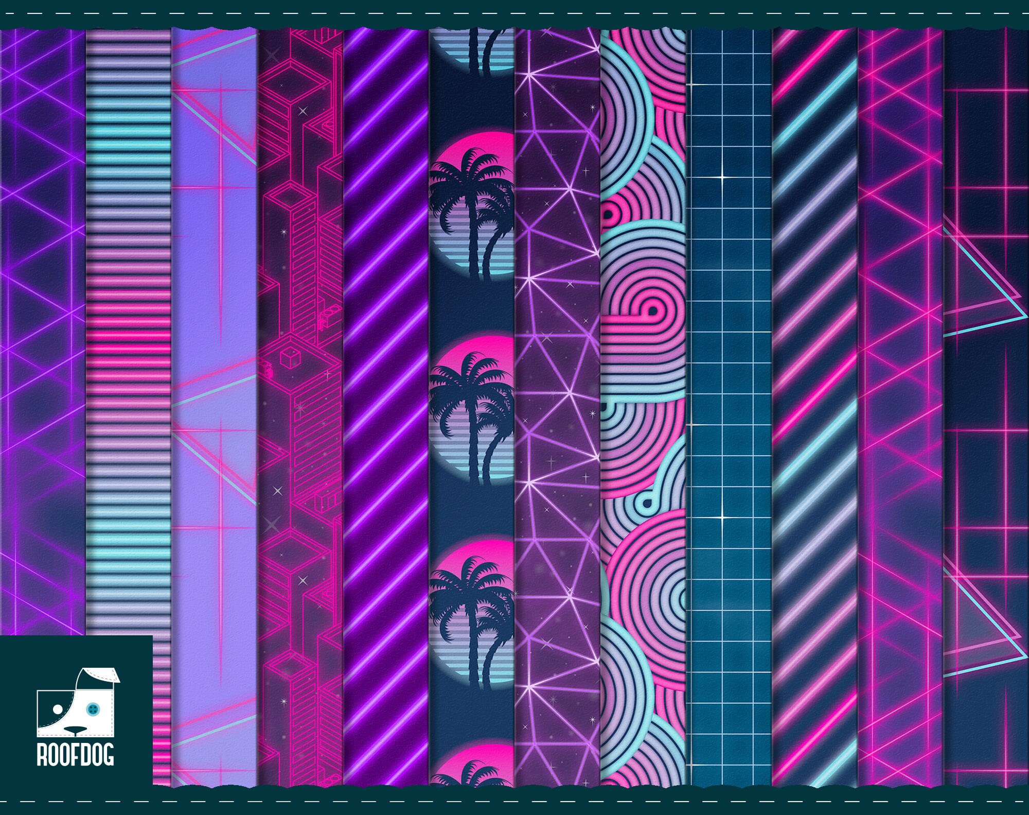 1980s Digital Paper Purple Neon Digital Paper 1980s Retrowave Pattern ...