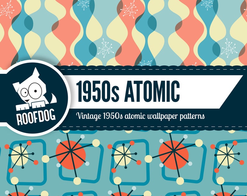 Atomic Digital Paper 1950s Atomic Pattern Mid Century - Etsy