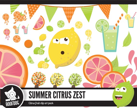 Citrus summer clipart | Summer fruit digital clip art | Lemon lime ...