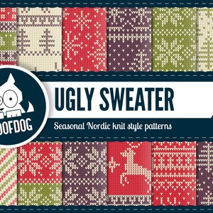 Ugly Sweater Christmas Digital Paper | Christmas Sweater Pattern ...