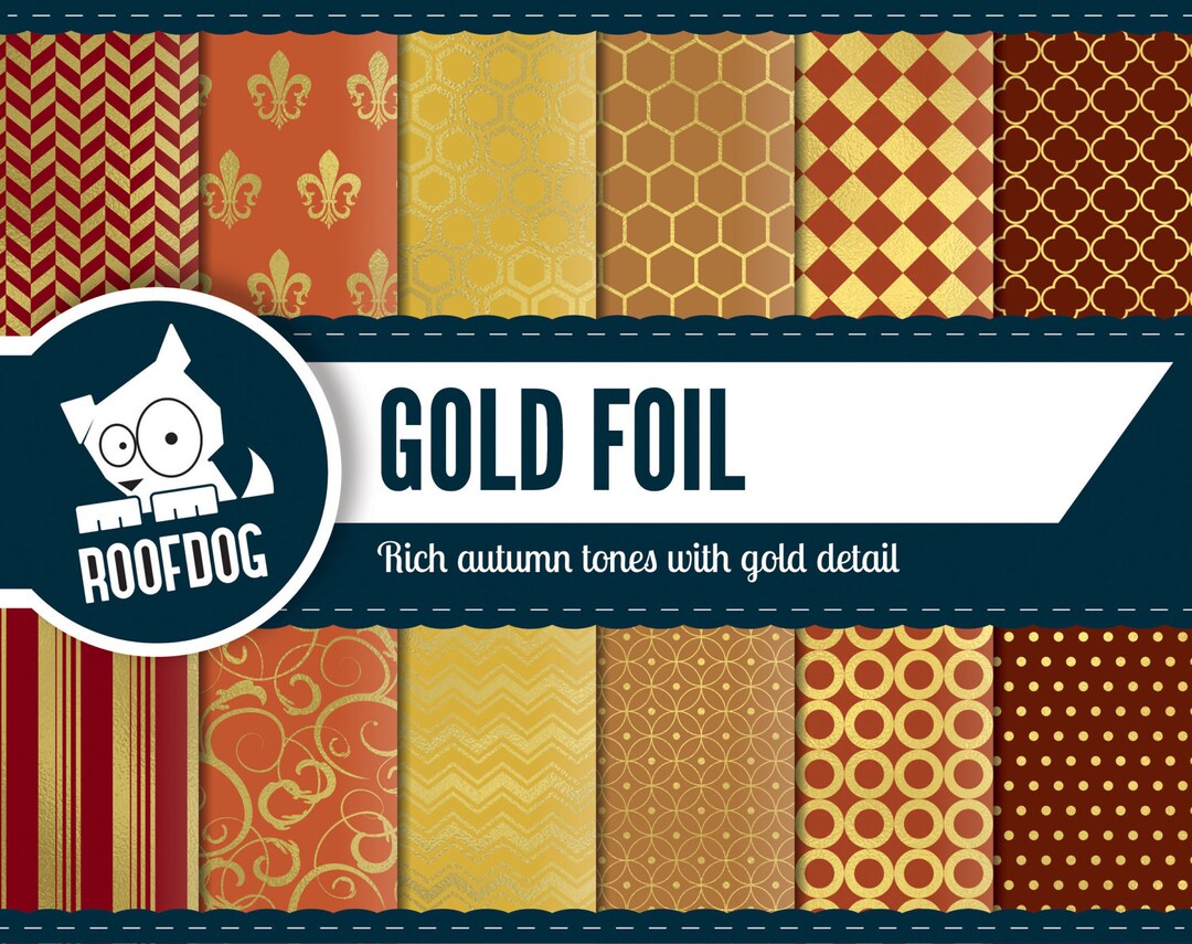 Gold Foil Digital Paper | Gold Foil Autumn | Digital Paper Pack Instant ...