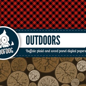 Buffalo Plaid Pattern Digital Paper | Lumberjack Digital | Wood Panel ...