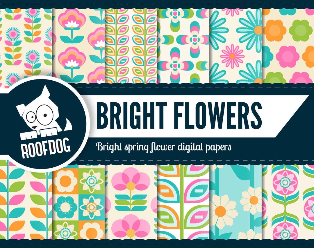 Spring Digital Paper | Bright Floral Digital Patterns | Spring ...