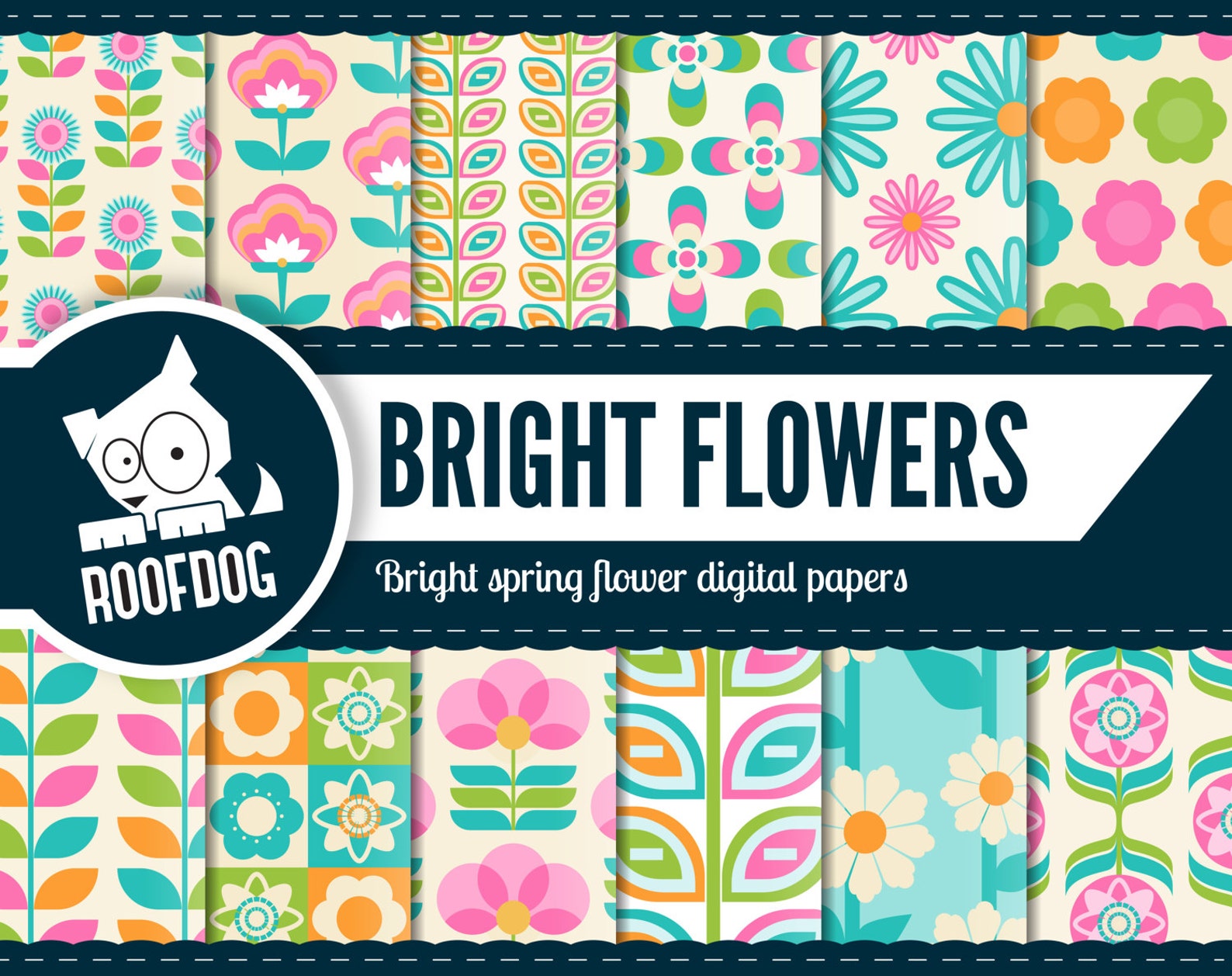 Spring Digital Paper Bright Floral Digital Patterns Spring | Etsy