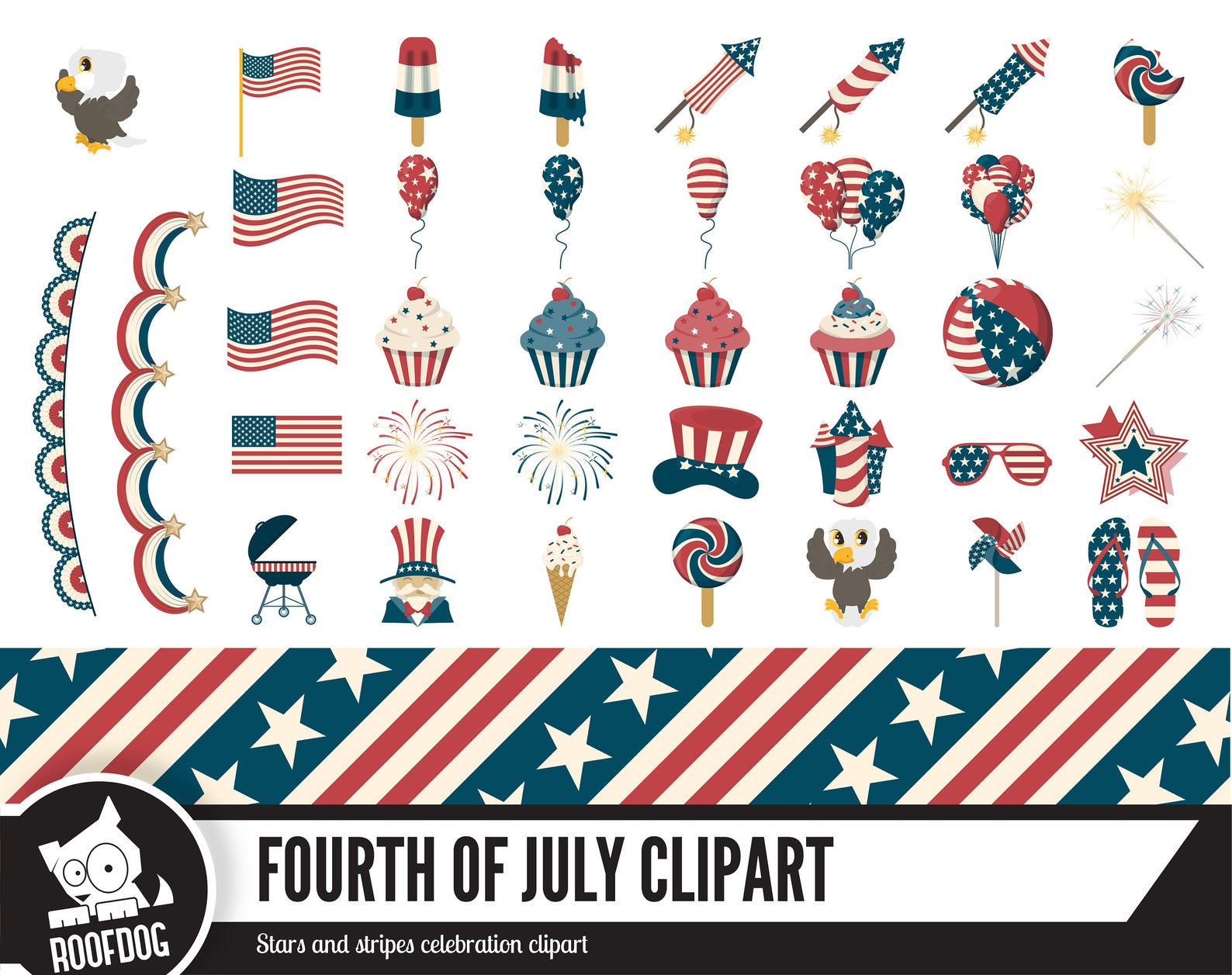 USA Clipart 4th of July Clip Art Independence Day Stars - Etsy