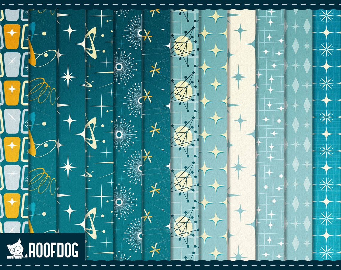 Atomic Starbursts Digital Paper 1950s Atomic Pattern Mid - Etsy